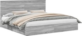 Postel s úložným prostorem se zásuvkou Šedá Sonoma 200 x 200 cm 3411178