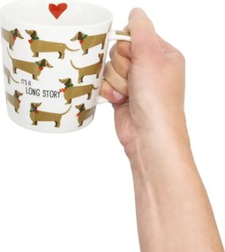 Porcelánový hrnek It’s a long story, 400 ml – hrnek s jezevčíky pro pejskaře