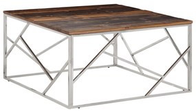 Konferenční stolek stříbrný nerezová ocel a masivní dřevo,  349957