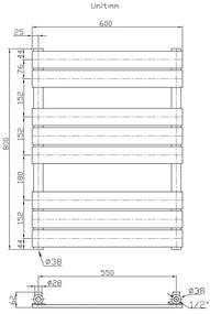 Erga Classic, topné těleso 800x600 mm, 508W, černá matná, ERG-LAV-CLAS-120450-BK