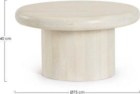 Krémový kulatý konferenční stolek z mangového dřeva ø 75 cm Lopez – Bizzotto