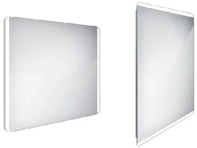 Nimco Zrcadla - Koupelnové podsvícené LED zrcadlo 900 x 700 mm, zaoblené, aluminium ZP 17019