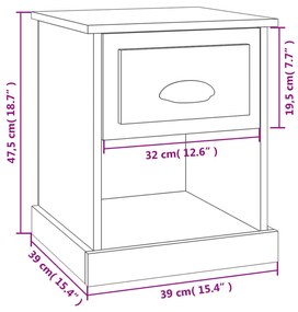 Noční stolek bílý 39 x 39 x 47,5 cm kompozitní dřevo - Default Title