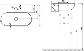 Sapho, NERISSA keramické umyvadlo 41,5x12,5x28,5 cm, černá matná, AR265B