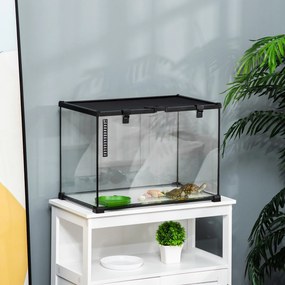 PawHut terárium pro plazy 50 x 30 x 35 cm, skleněný teráriový box pro chov plazů, kovová konstrukce | Aosom.de