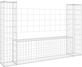 Gabionový koš ve tvaru U se 2 sloupky železo 140 x 20 x 100 cm 151275