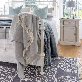 Deka XXL Merino vlna / kašmír Pale Grey & Cream Herringbone 220 x 136 cm John Hanly