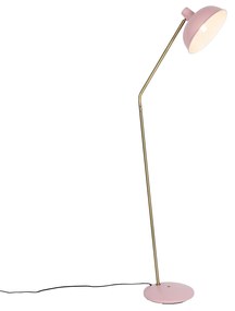 Retro stojací lampa růžová s bronzem - Milou