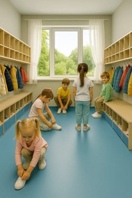 Lentex, PVC podlaha - lino Flexar PUR 603-10 modrá, na míru, šíře 2m,4m, modrá, bez podkladu, kancelář