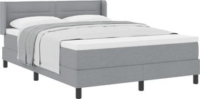 Postel s boxspringem s čelo Světle šedá 190 x 140 cm textil 3341034