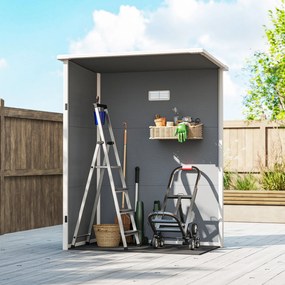 Zahradní kůlna Outsunny 1,14 m² - uzamykatelné dveře, ventilace a okno - rozměry 151D x 92Š x 193V cm - plast, šedá | Aosom