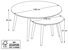 Sada konferenčních stolků Paricia 88 cm černý dub