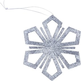 Vánoční ozdoba vločka II, pr. 15 cm, stříbrná, překližka, venkovní