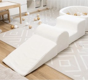 Bílé pěnové hřiště 3 ks z materiálu bouclé výška 30 cm 45x143 cm – Meowbaby