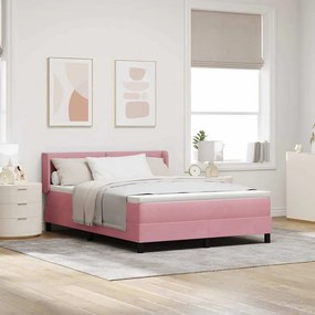 Postel s boxspringem s čelo Růžová 200 x 140 cm samet 3341473