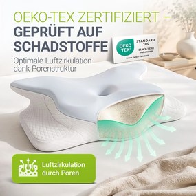 Juskys Anatomický polštář z paměťové pěny Barva: bílá / šedá, Velikost sady: 1 ks