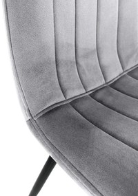 Prošívaná čalouněná sametová židle Demia šedá