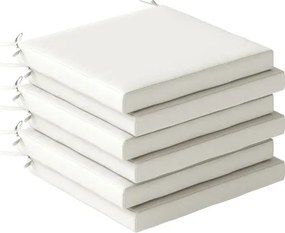Outsunny sada sedacích polštářů pro jídelní židle 46x42x7 cm 6 kusů s pratelným potahem a pásky, voděodpudivý a UV-odolný krémový