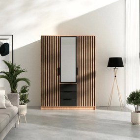 STO Šatní skříň BALI D3 LUX 149 cm,  Bílá / Dub Votan