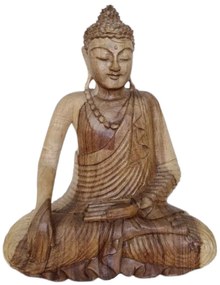 Buddha přírodní s rukou dolů 34 cm