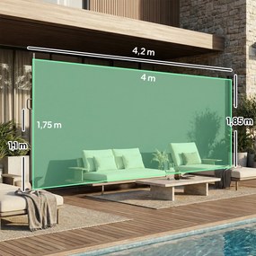 Outsunny zatahovací neprůhledná boční roleta — clona pro soukromí, UPF 50+, voděodpudivá a odolná proti větru, 420 × 185 cm — tmavě šedá