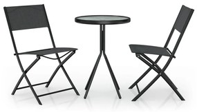 vidaXL 3dílný bistro set ocel černý