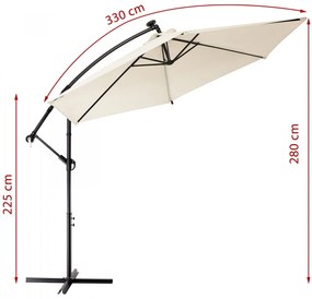 Závěsný slunečník s LED světlem Ø 330 cm Dekorhome