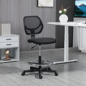 Kancelářská stojací židle Vinsetto, výškově nastavitelná ergonomická kancelářská židle, otočná židle s nastavitelnou opěrkou nohou, černá pro pohodln…