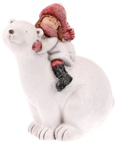 Holčička na ledním medvědovi, vánoční dekorace, magnéziová keramika - MT442