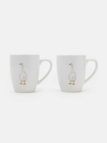 Sinsay - Keramické hrnky s motivem husy 2 pack - bílá