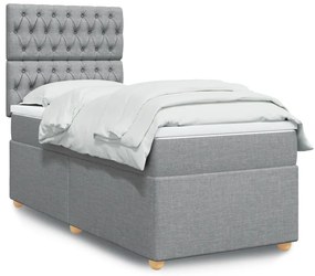 Box spring postel s matrací světle šedý 100 x 200 cm textil 3293498