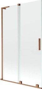 Mexen Velar L, 2-křídlová posuvná vanová zástěna 110 x 150 cm, 8mm čiré sklo, měděná matná, 896-110-003-01-65