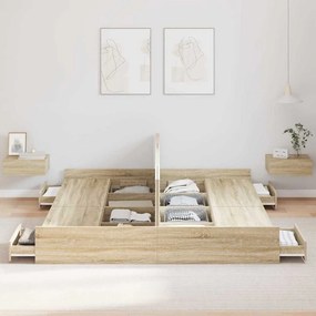 Rám postele s úložným prostorem s čelo Sonoma dub 200 x 200 cm 3335263