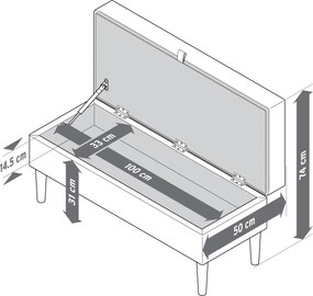Tchibo - Polstrovaná lavice s úložným prostorem - barva: růžová