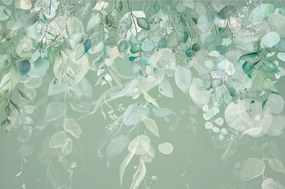 Tapeta pastelově zelené listy - 300x270