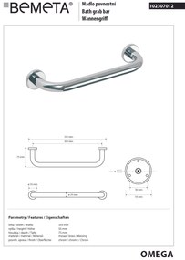 Bemeta Design OMEGA: Madlo, 300 mm -
