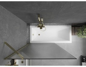 Mexen Next, vanová zástěna 1-křídlová 100 x 150 cm, fixní křídlo, 6 mm sklo s pruhy, zlatý lesklý profil, 895-100-000-00-09-50