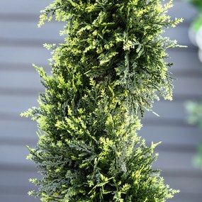 Outsunny Sada 2 velkých umělých cedrových stromů 90 cm – umělá rostlina, plastové umělé cedrové rostliny v květináčích, spirálová rostlina realistick…