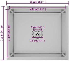 vidaXL Marketos Ručně vyrobený kuchyňský dřez nerezová ocel