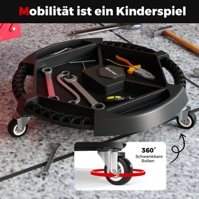 Costway Pojízdný zásobník na nářadí Creeper s 3 otočnými kolečky a 4 přihrádkami