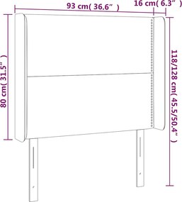 Čelo postele s LED černé 93 x 16 x 118/128 cm samet 3123946
