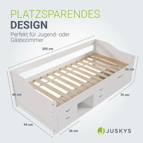 Juskys Dětská postel Nalu 90 × 200 cm s úložným prostorem
