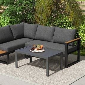 Beistelltisch Balkontisch aus Stahl Rechteckig Kaffeetisch wetterfest Gartentisch 101,5x61x46 cm Grau