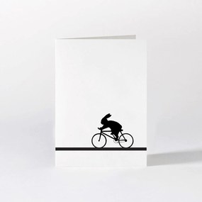 HAM Černobílé přání Bike Racing Rabbit, černá barva, bílá barva, papír