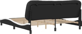 Rám postele bez matrace Hvar černý a bílý 180 x 200 cm umělá kůže 3208021