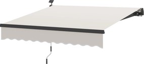 Outsunny Ruční Skládací Markýza 3x2,5m se Solárními LED Světly pro Balkon s Hliníkovým Kloubem a UV50+ Ochrannou pro Zahradní Terasy a Okna Krémová |