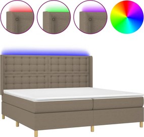 Box spring postel s matrací a LED taupe 200x200 cm textil 3139225
