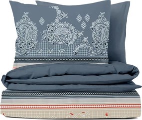 Ervi Bavlněné povlečení oboustranné - malování vzor/modré