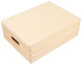 ČistéDřevo Dřevěný box s víkem 40 x 30 x 14 cm