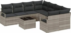 Set pohovek 9 ks 8-Počet míst Světlá šedá a černá Polyratan 3346322